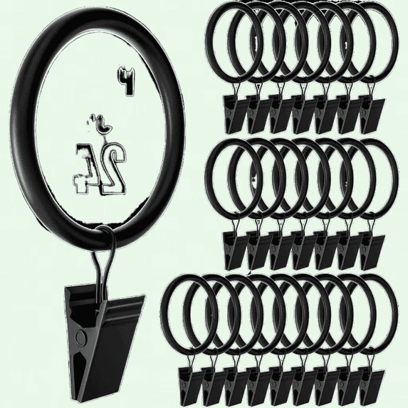 24 Pack Curtain Rings with Clips, Heavy Duty Drapery Clip, Tension Rods ...