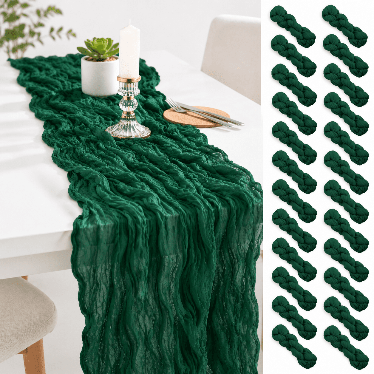 24 Pack Dark Green Cheesecloth Table Runners 17x108 Inch - Walmart.com