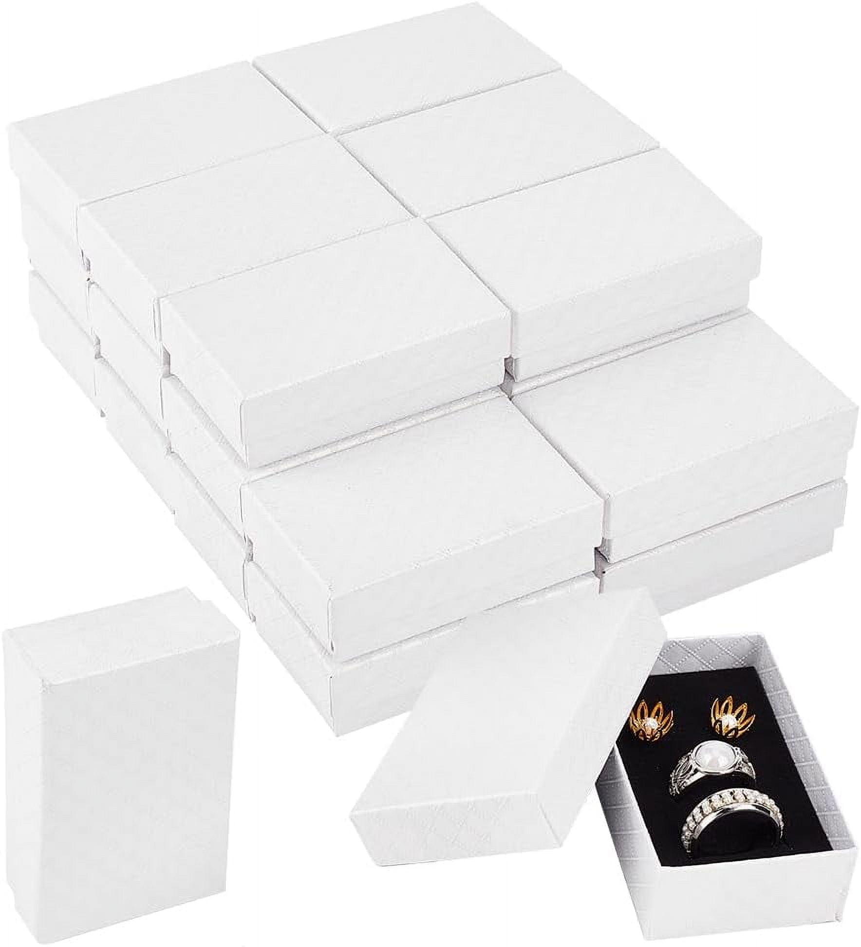 24 Pack Diamond Pattern Cardboard Jewelry Boxes 3x2x1inch White Earring Necklace Kraft Gift ...