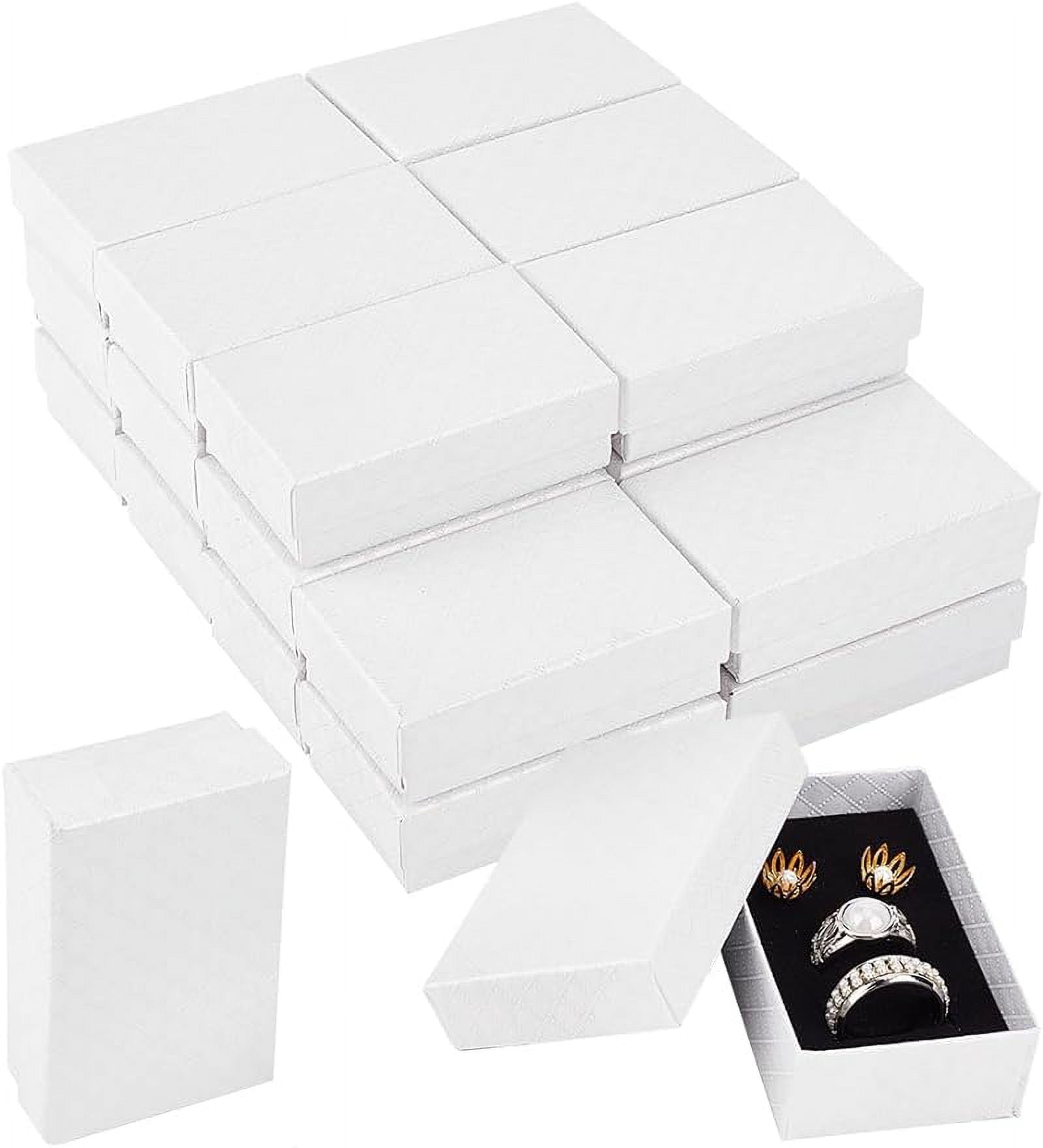 24 Pack Diamond Pattern Cardboard Jewelry Boxes 3x2x1inch White Earring Necklace Kraft Gift ...