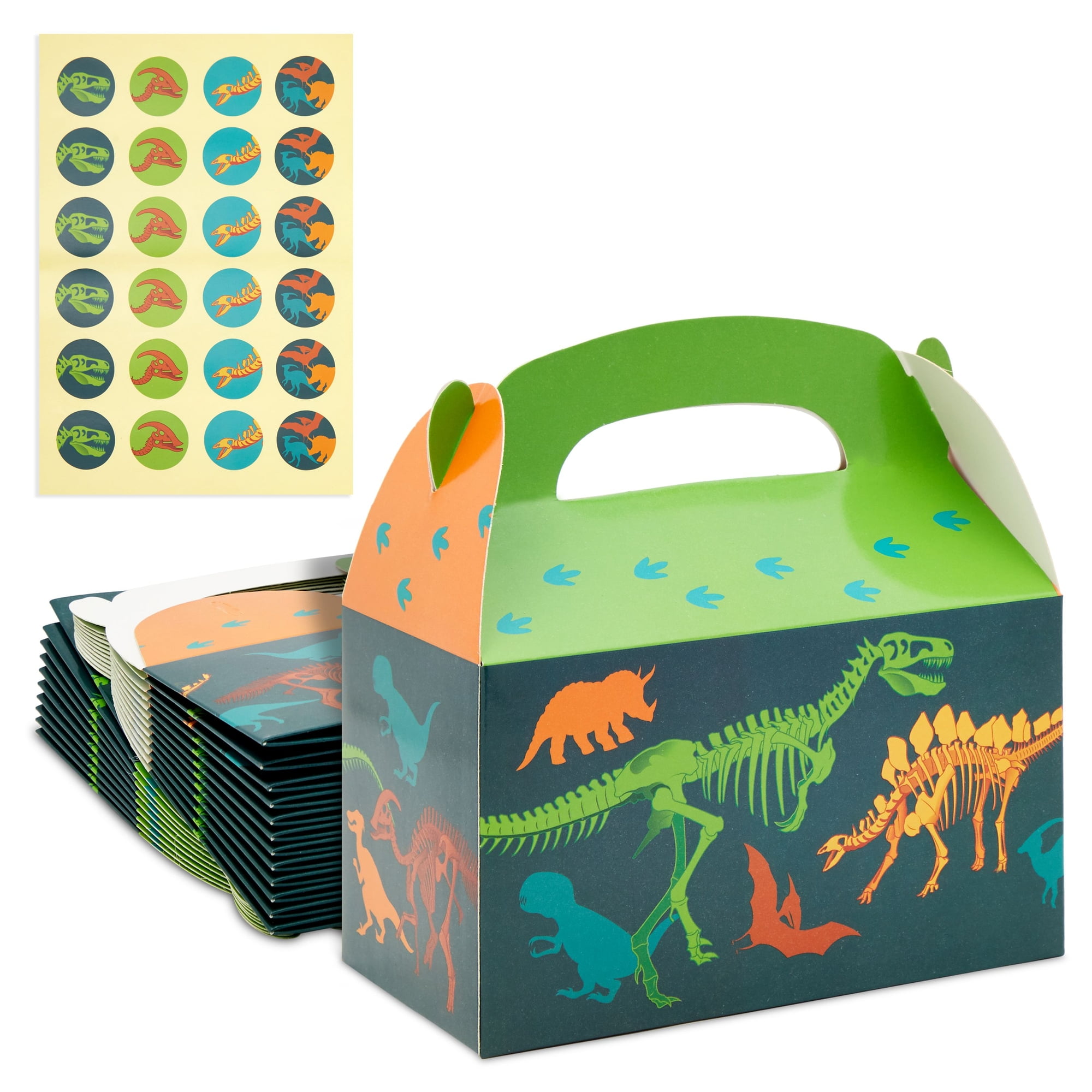 "Blue Panda 24 Pack Dinosaur Treat Boxes, Dark Green with Stickers, 6.2 ...