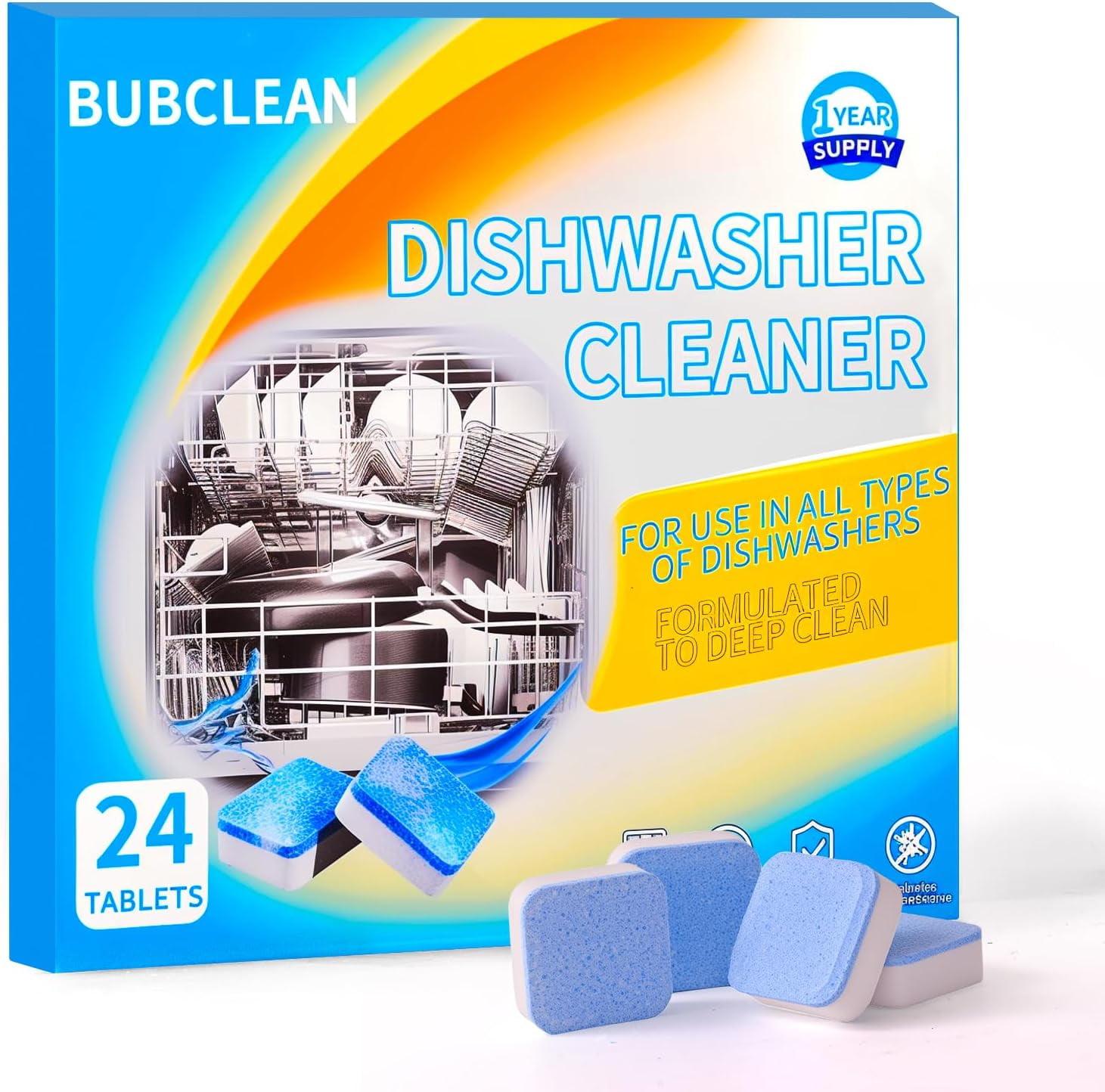 24 Pack Dishwasher Cleaner＆Deodorizer Tablets, Deep Cleaning Descaler ...