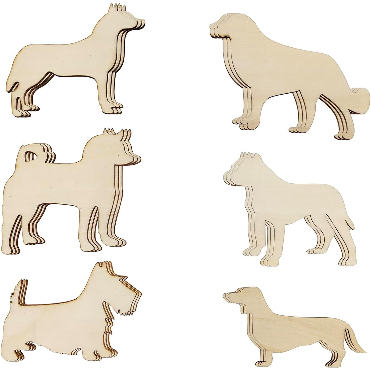 24 Pack Dog Wood Cutouts for Crafts Unfinished Wooden Dog Puppy Paint ...