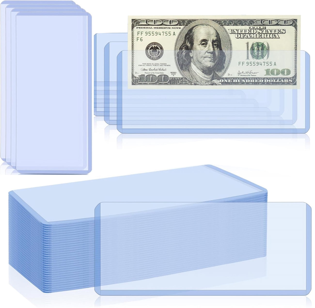 24 Pack Dollar Bill Sleeves,Bexikou 6.8" x 2.9" Waterproof Money ...