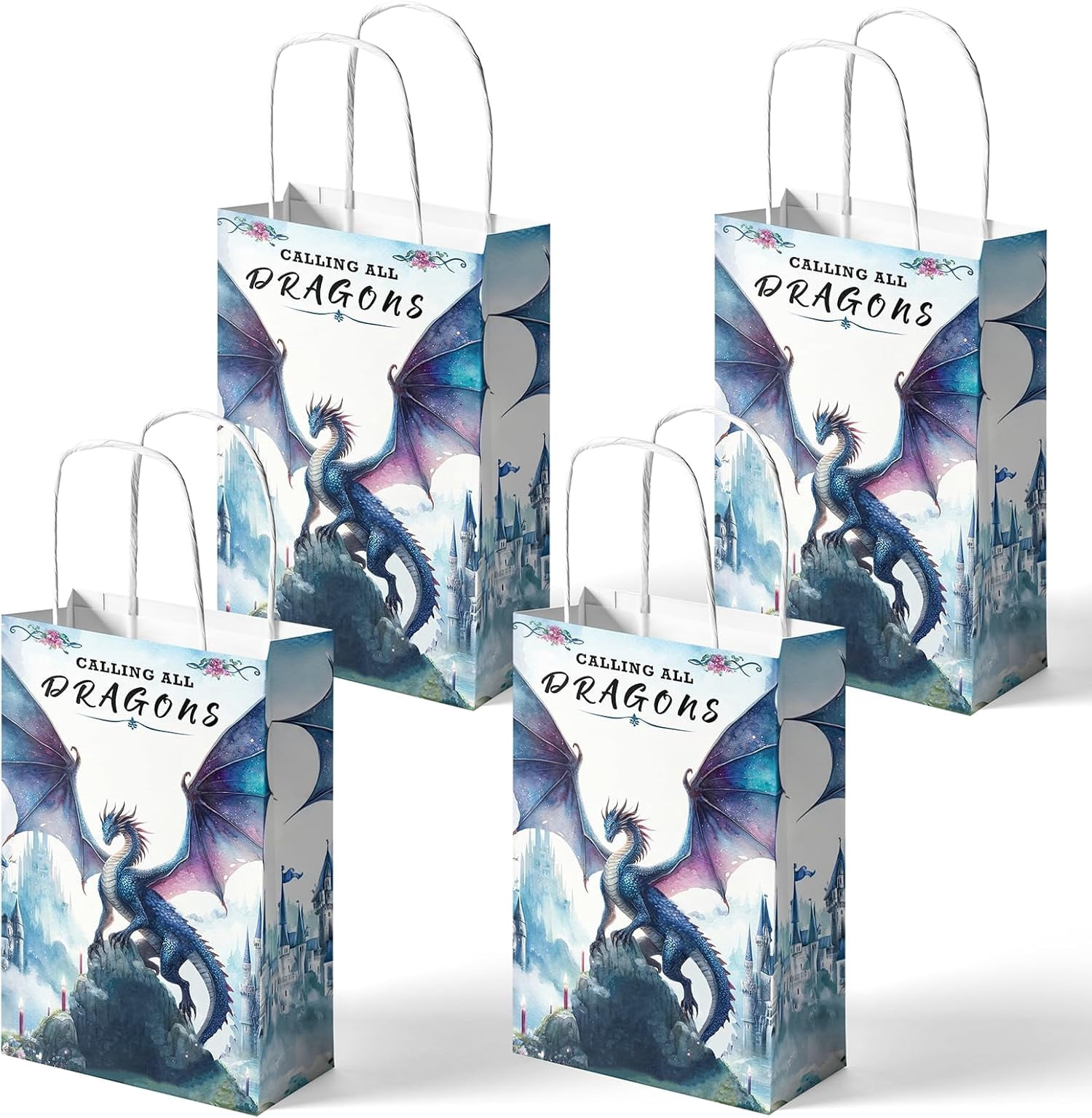 24 Pack Dragon Party Favor Bags for - Fantasy Goodie Bags with Handles ...