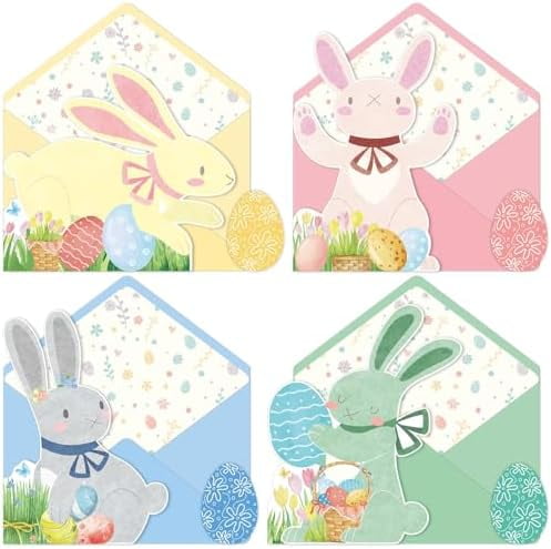24 Pack Easter Cards with Envelopes Happy Easter Greeting Cards Cute ...