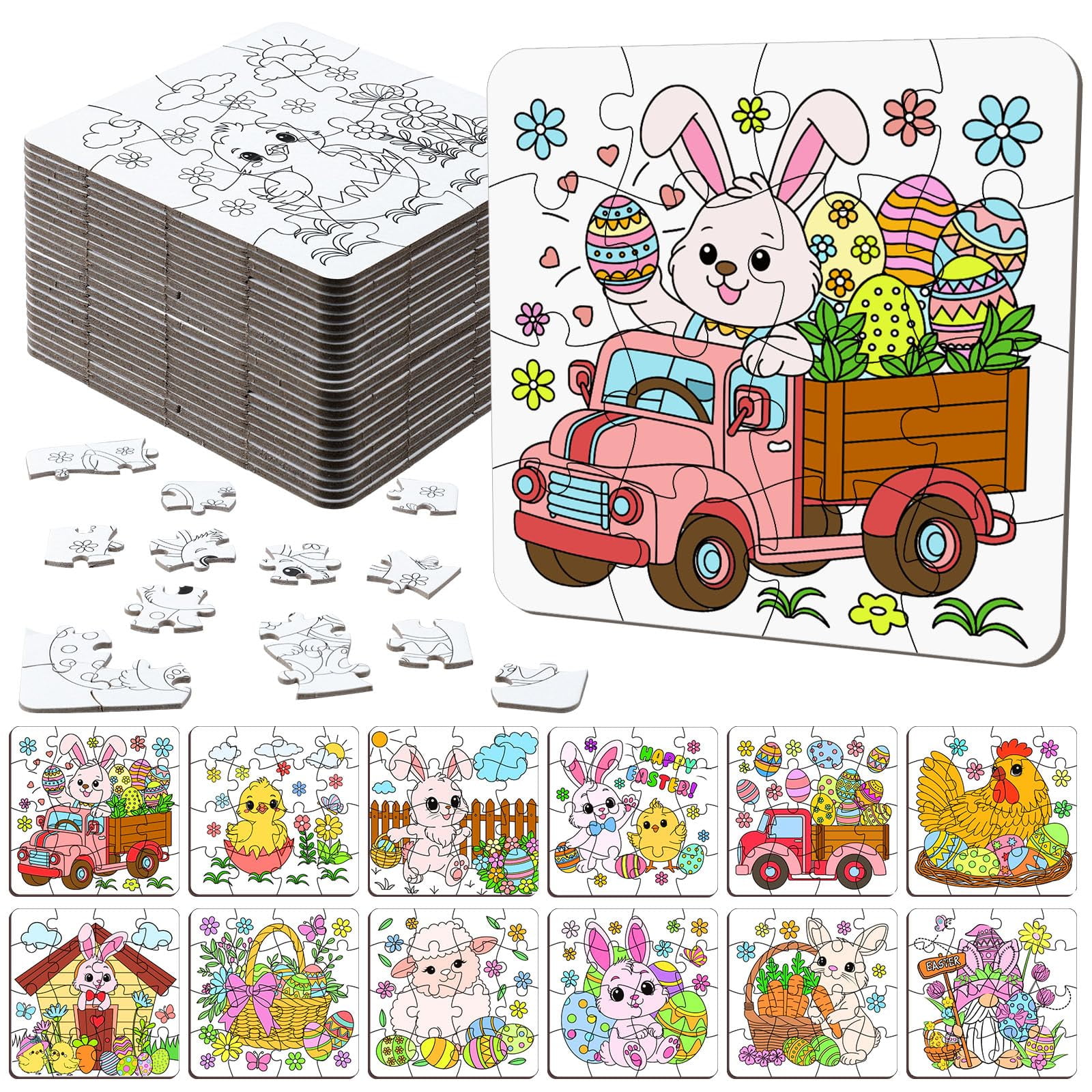 24 Pack Easter Color STF9 Your Own Jigsaw Puzzles for Kids Mini Easter ...