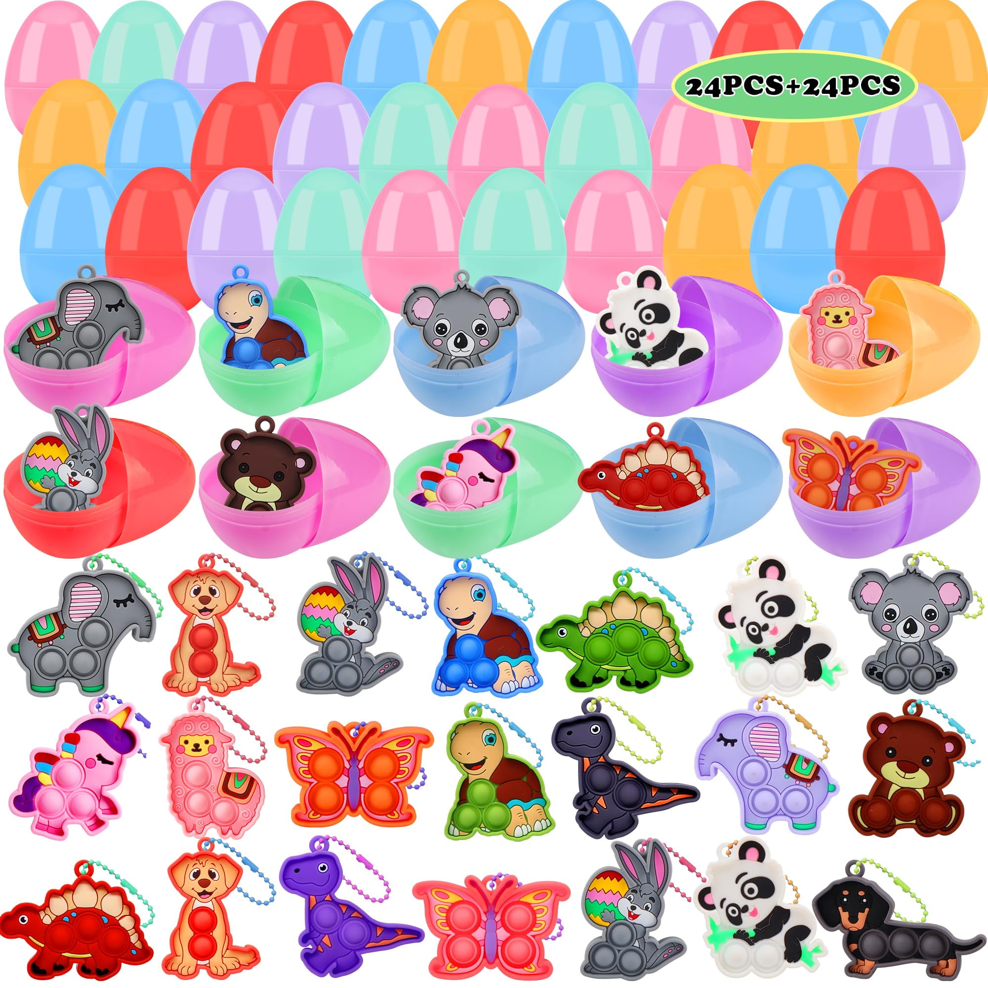 24 Pack Easter Eggs Filled with Animals Pop Toys,Prefilled Easter Eggs ...