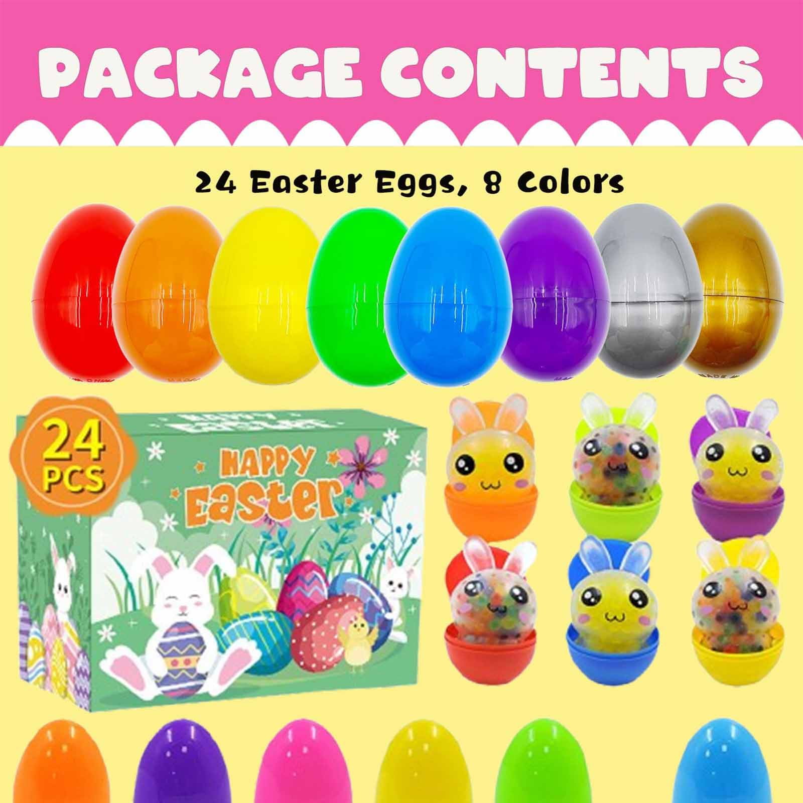 24 Pack Easter Mochi Squishy Toys Filled Easter Eggs, Plastic Easter ...