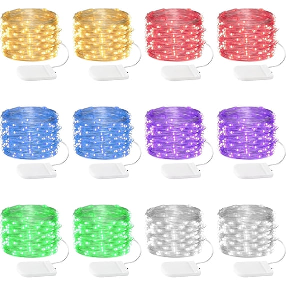 24 Pack Fairy Lights Battery Operated, 7FT 20LED Waterproof Silver Wire ...