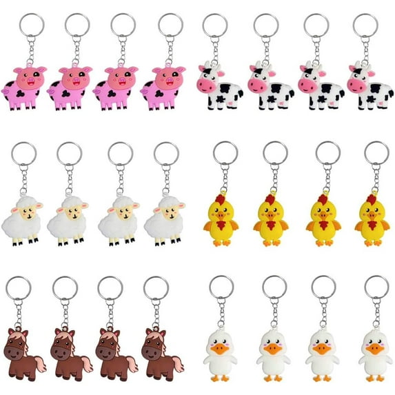 24 Pack Farm Keychains for Barnyard Party Favors Supplies, Party Bag ...