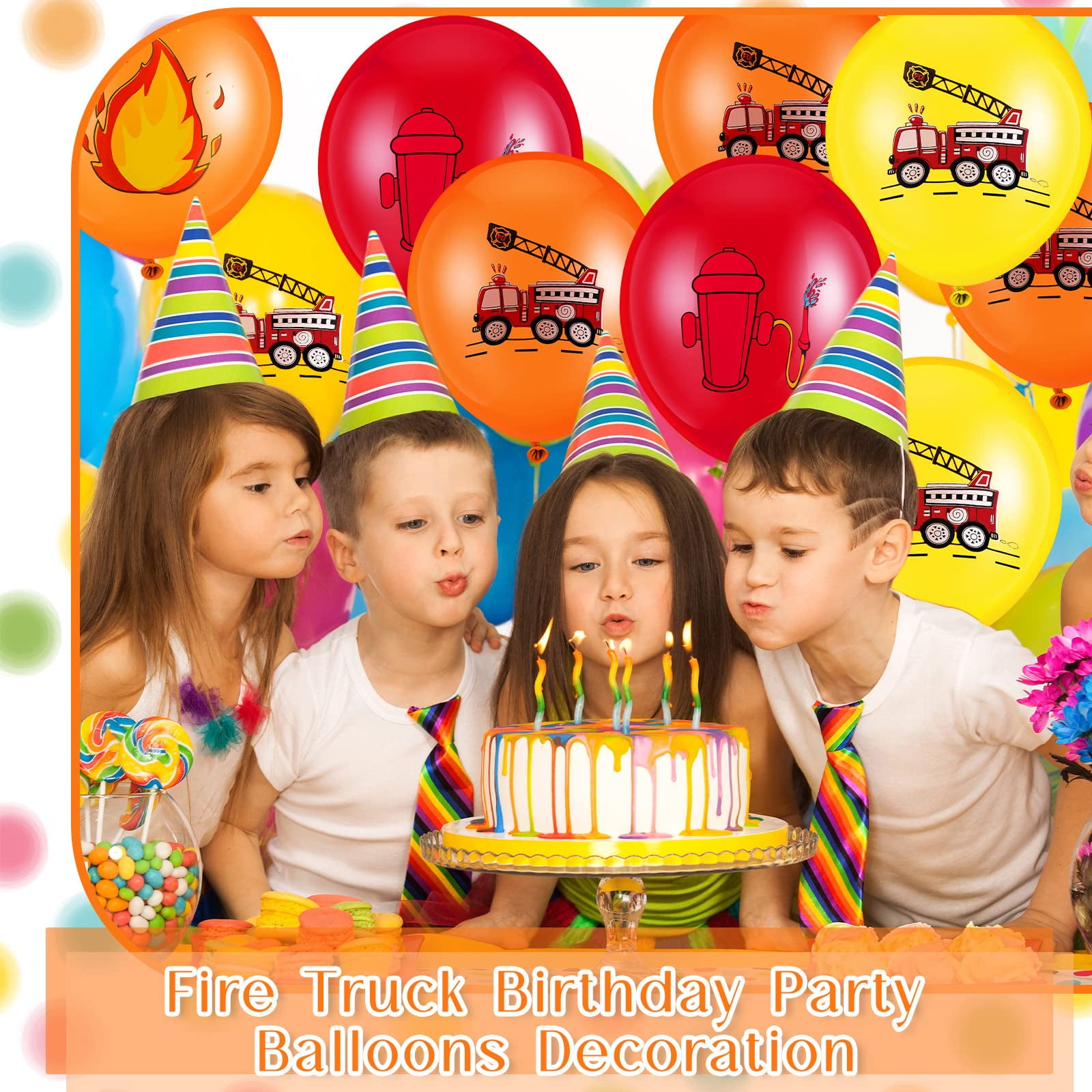 24 Pack Fire Department Balloons Fire Truck Balloons Fire Truck ...