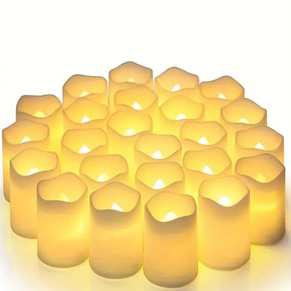 24-Pack Flameless LED Tea Lights Battery Operated Warm White Safe Decor ...