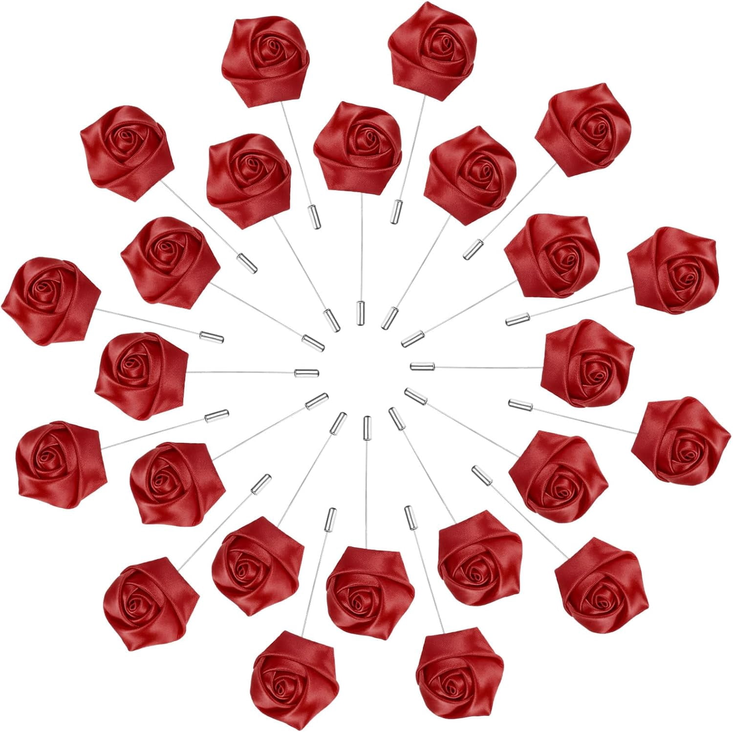 24-Pack Flower Lapel Pins for Men, Rose Boutonnieres Pin Groom Wedding ...