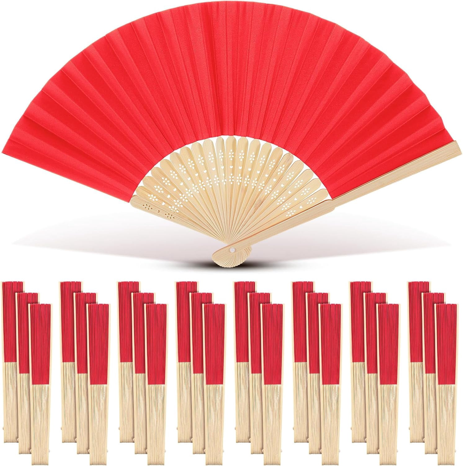 24 Pack Folding Fans Bamboo Handheld Folded Craft Hand Japanese Chinese ...
