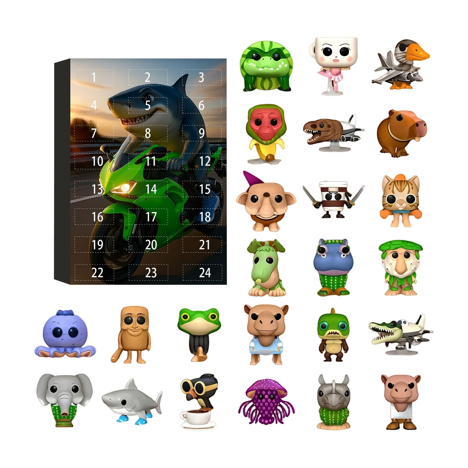 24 Pack Funny Ai Brainrot Resin Figures Ai Meme Shark Tung Tung Tung Sahur Toy Doll Funny ...