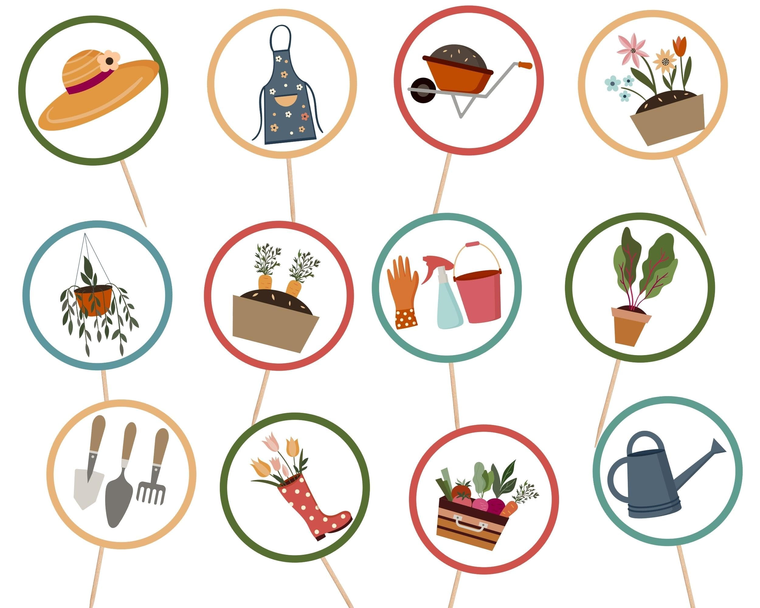24-Pack Gardening-Themed Cupcake Toppers, Cake Topper, Centerpiece - 2 ...