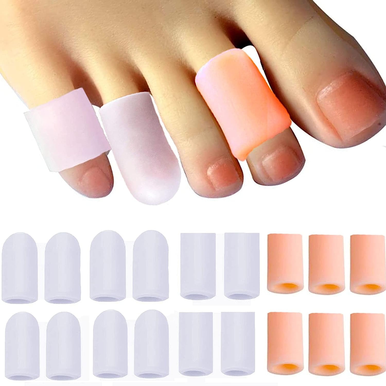 24 Pack Gel Pinky Toe Protectors, Silicone Small Toe Caps, Gel Little ...
