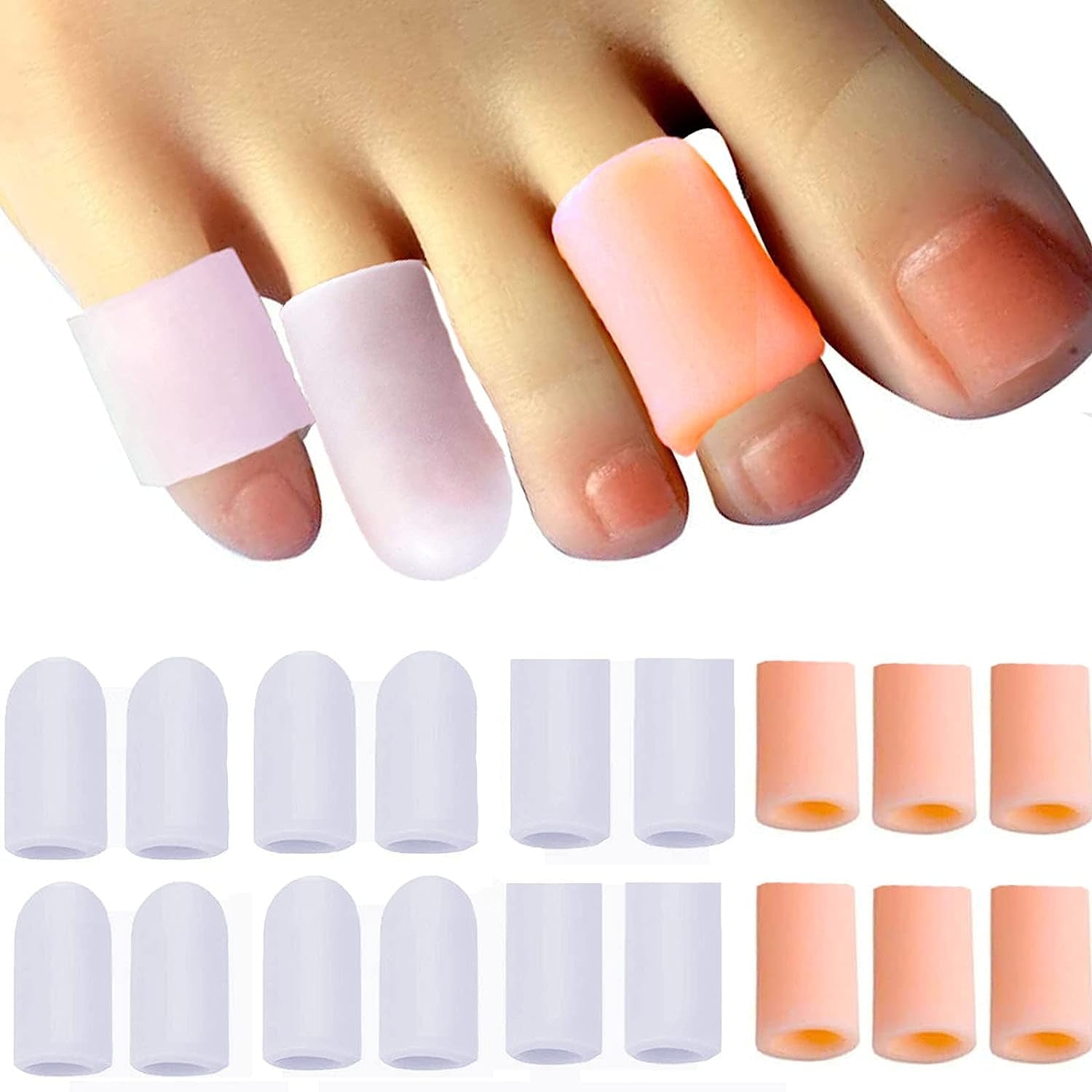 24 Pack Gel Pinky Toe Protectors, Silicone Small Toe Caps, Gel Little ...