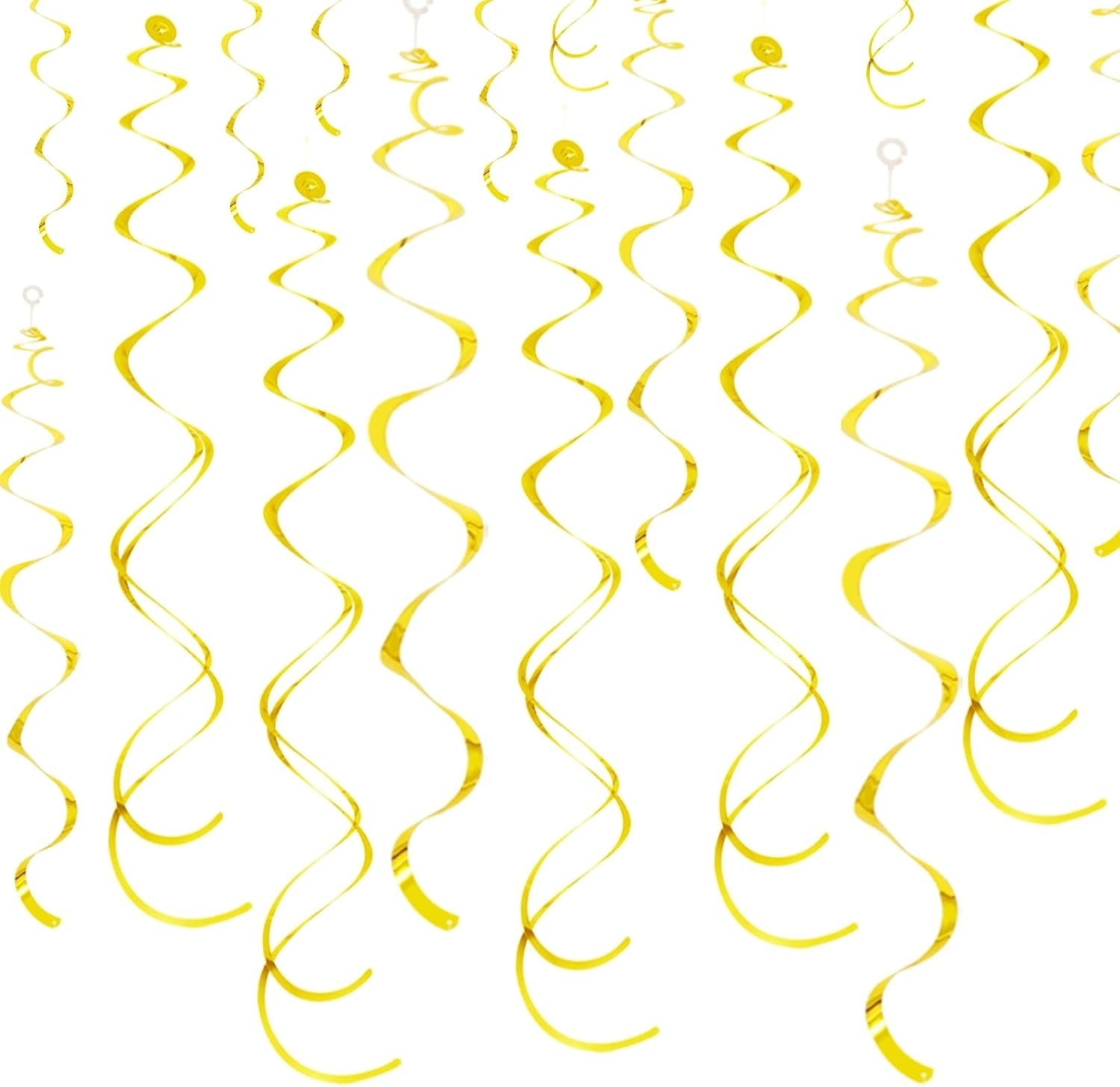 24-Pack Gold Ceiling Swirl Decorations, Hanging Foil Streamers for ...