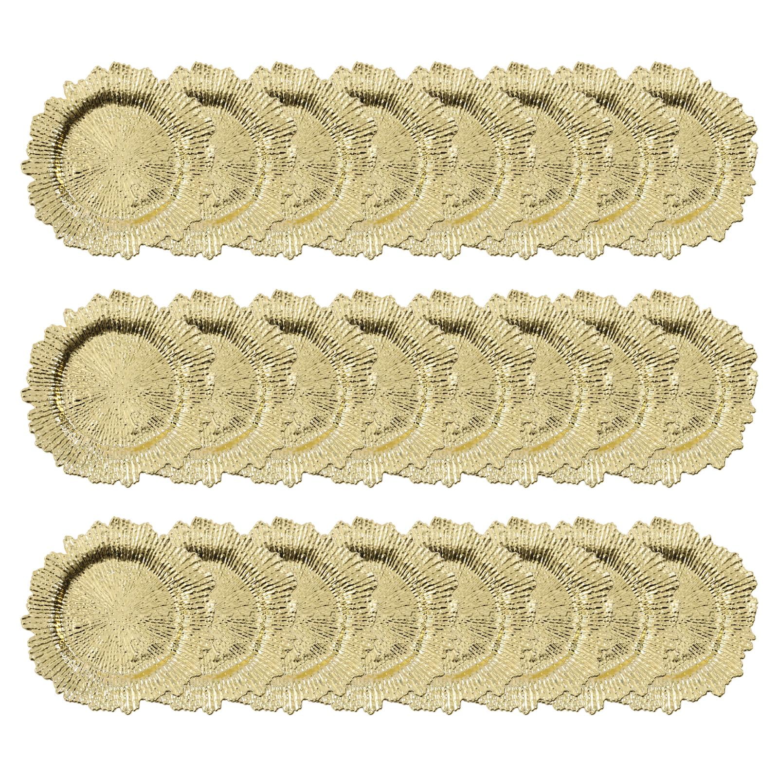 24-Pack Gold Charger Plates 12.6 Inch PP Plated Wedding Dinner Plates ...