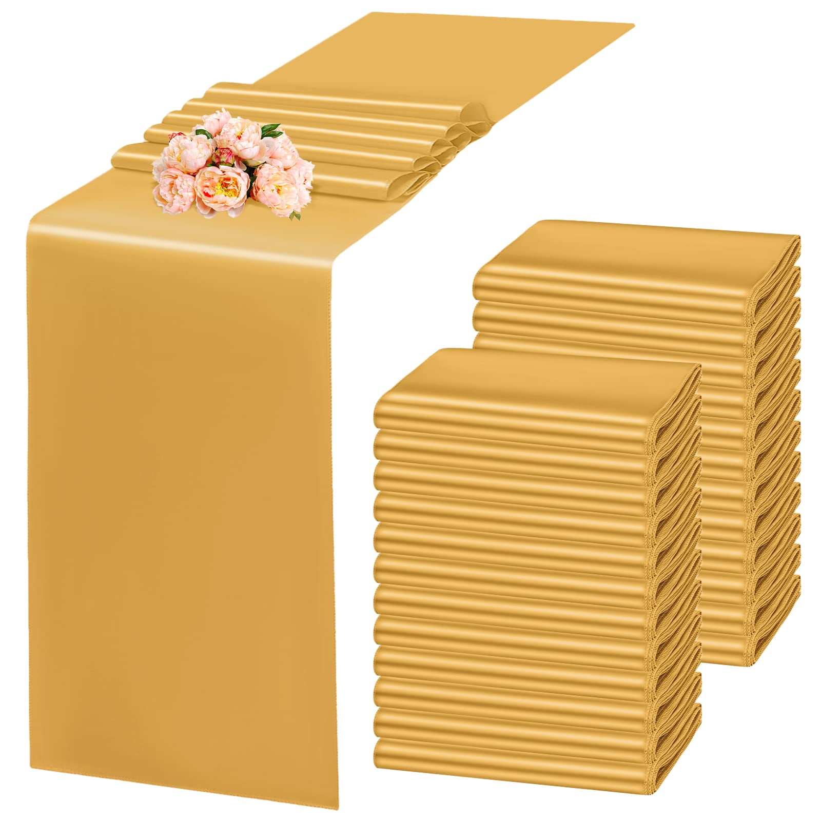 24 Pack Gold Table Runners 12x72 Inch Gold Table Runner Gold ...