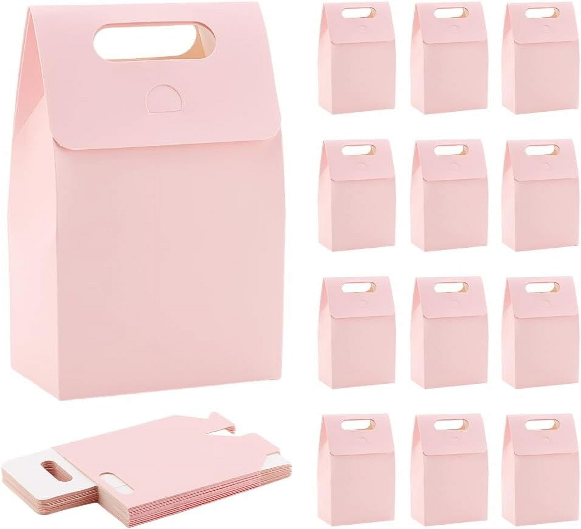 24 Pack Goodies Boxes Party Treat Boxes Pink Gift Boxes with Handles ...