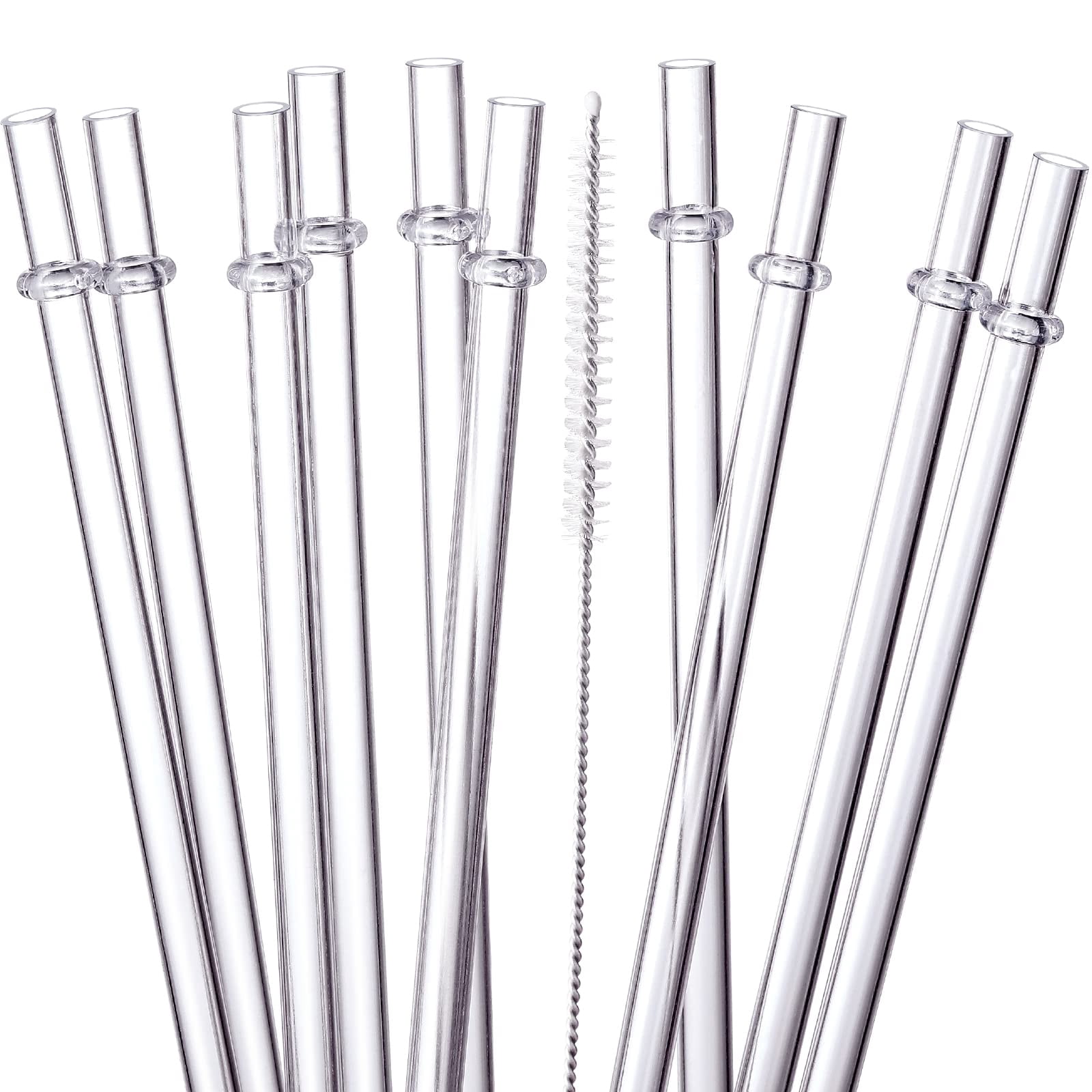 24 Pack, HIGHLY Transparent Reusable Plastic Straws with 4 Cleaning ...