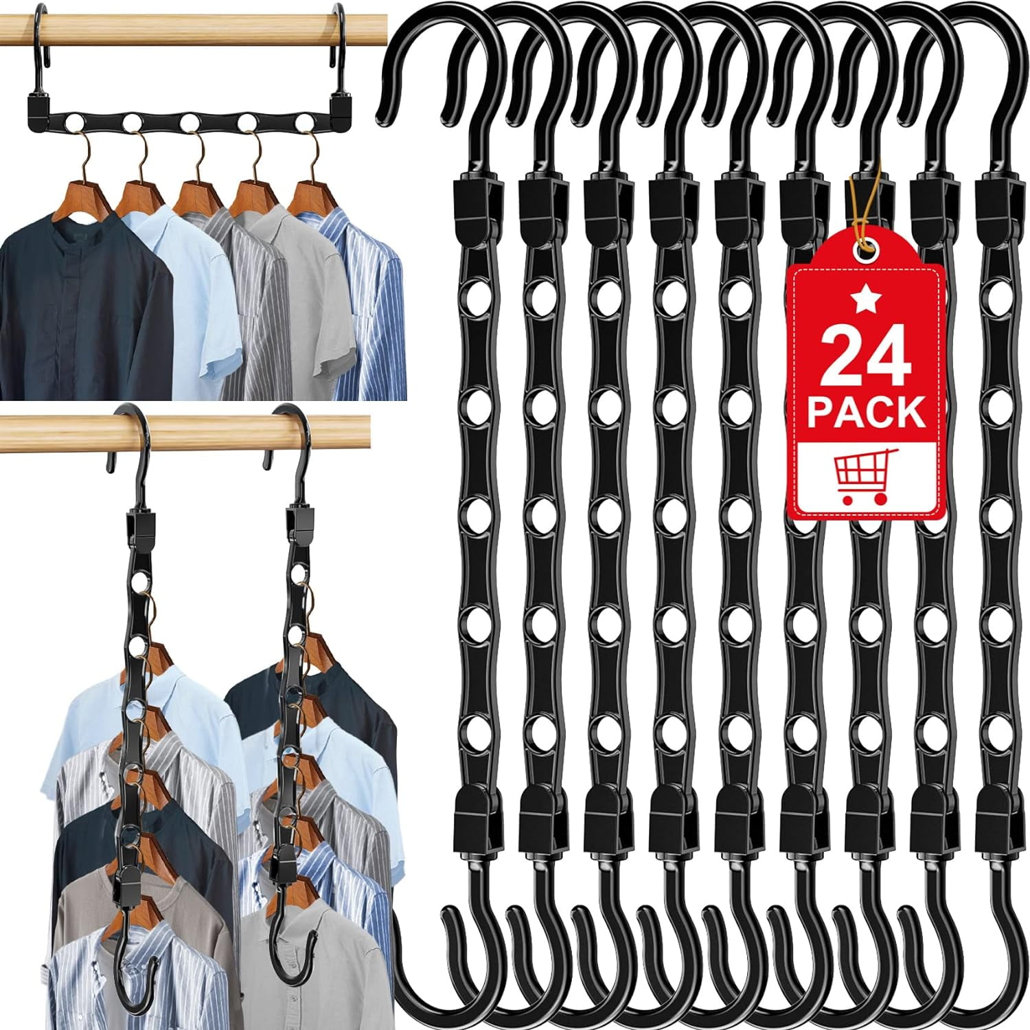 24 Pack Hangers Space Saving Magic Space Saver Storage Smart Plastic ...