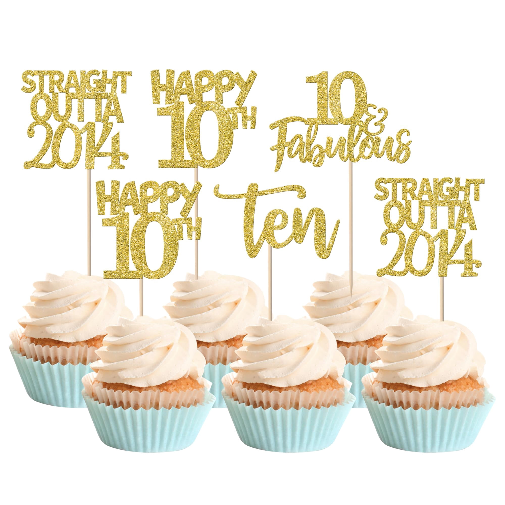24 Pack Happy 10th Birthday Cupcake Toppers Straight Outta 2014 Ten ...