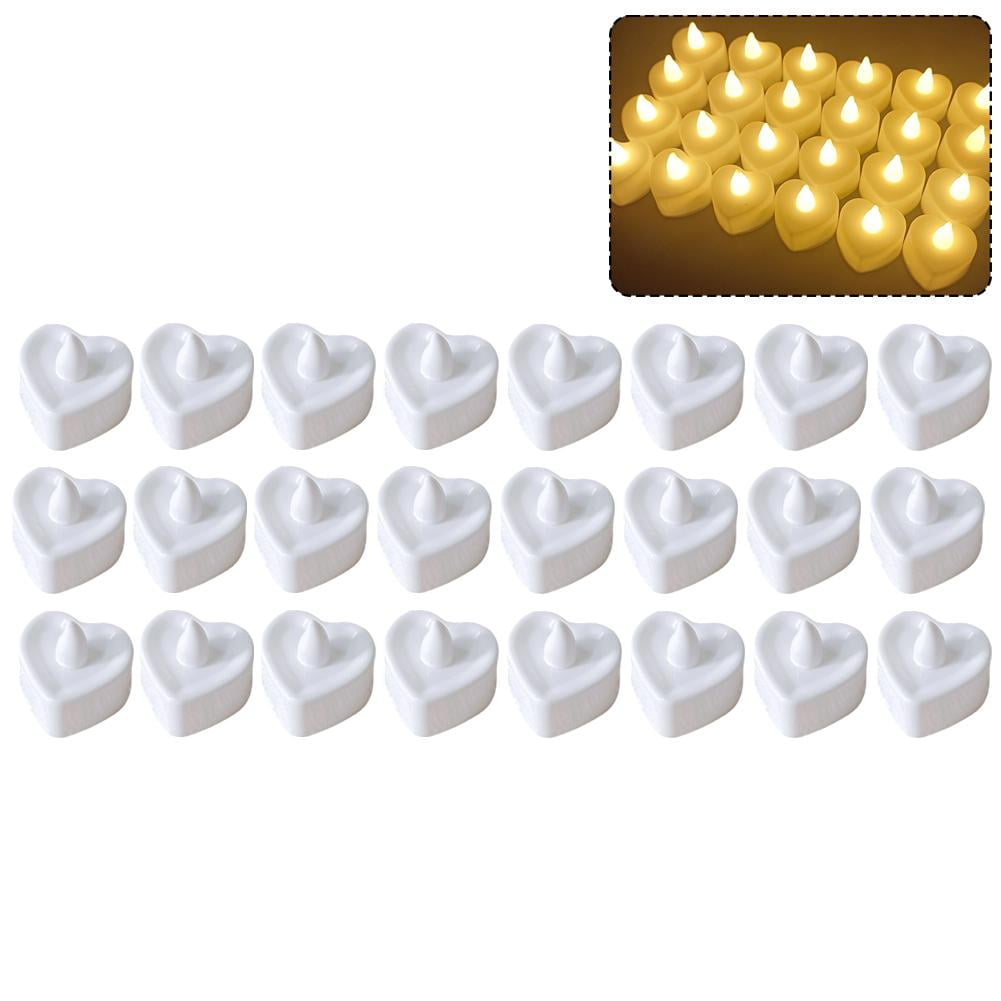 24 Pack Heart Shaped LED Tea Lights Candles with ArtificialRose Petals ...