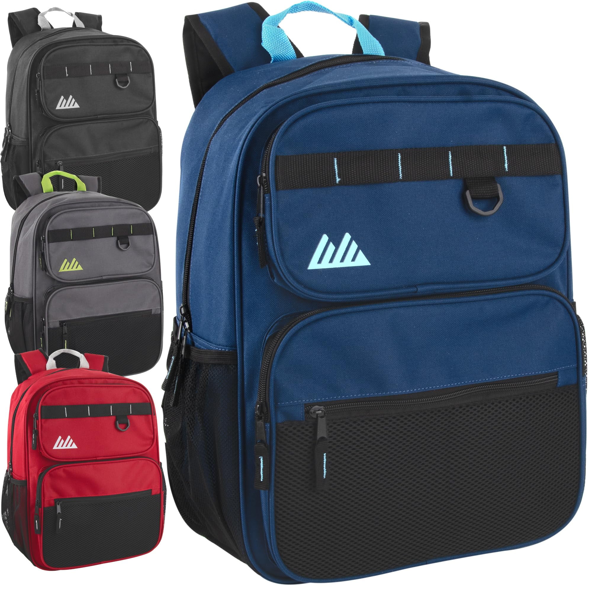 24 Pack Heavy Duty Multipocket Backpacks with Front Zippered Pockets ...