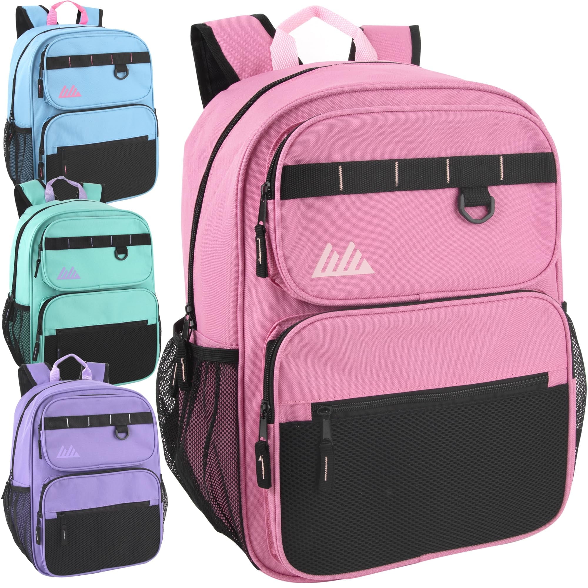 24 Pack Heavy Duty Multipocket Backpacks with Front Zippered Pockets ...