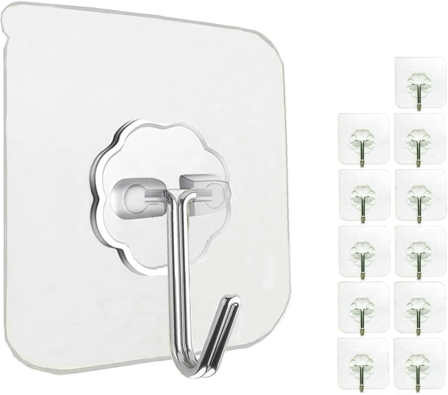 24 Pack 33lb Heavy Duty Clear Sticky Hooks, Waterproof Adhesive Wall ...