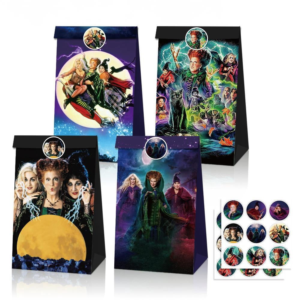 24 Pack Hocus Pocus Gift Candy Paper Bags with Stickers 8.6 x 4.7 x 3.1 ...