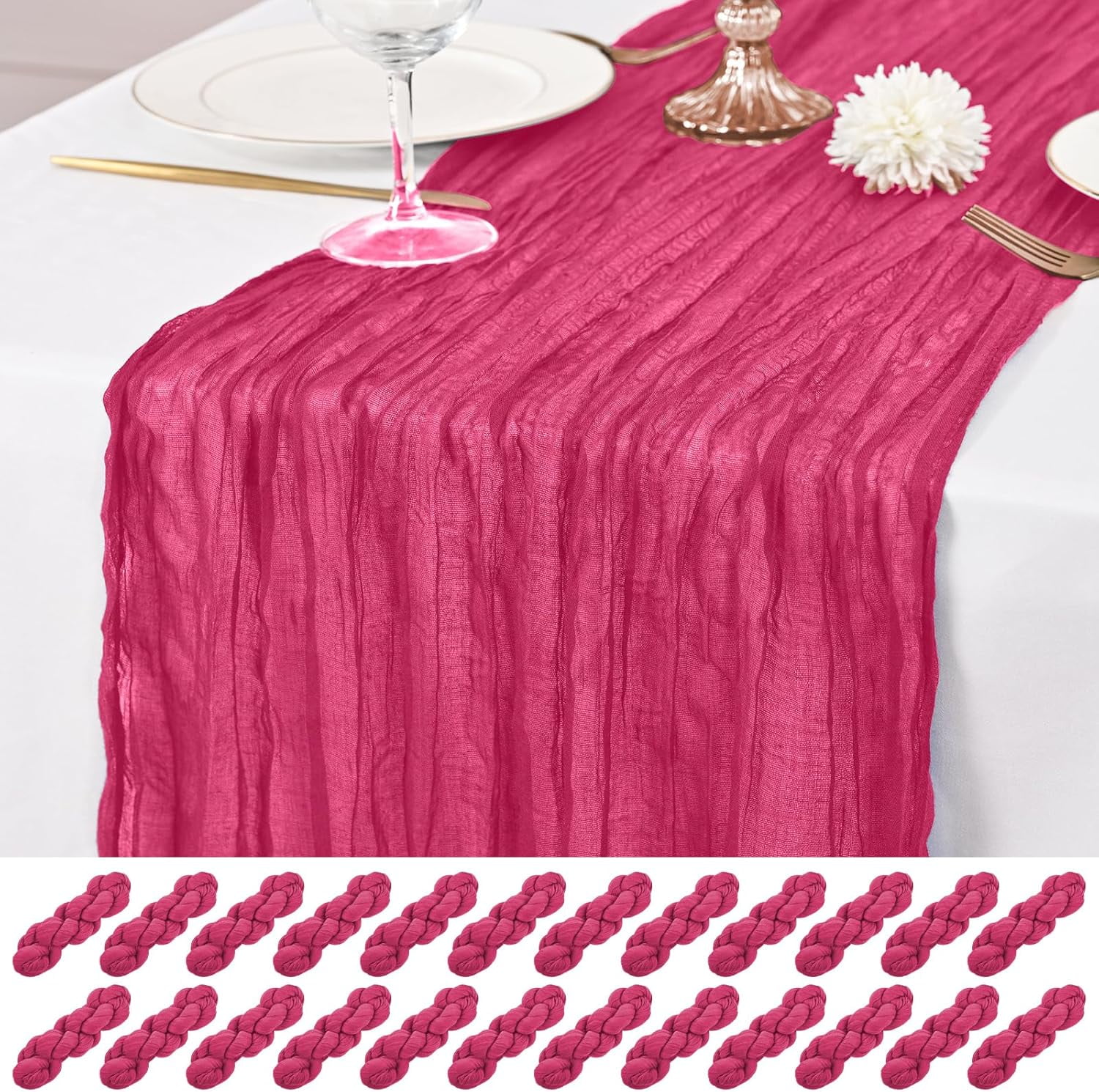 24 Pack Hot Pink Table Runner 10Ft Cheesecloth Table Runner Rustic ...