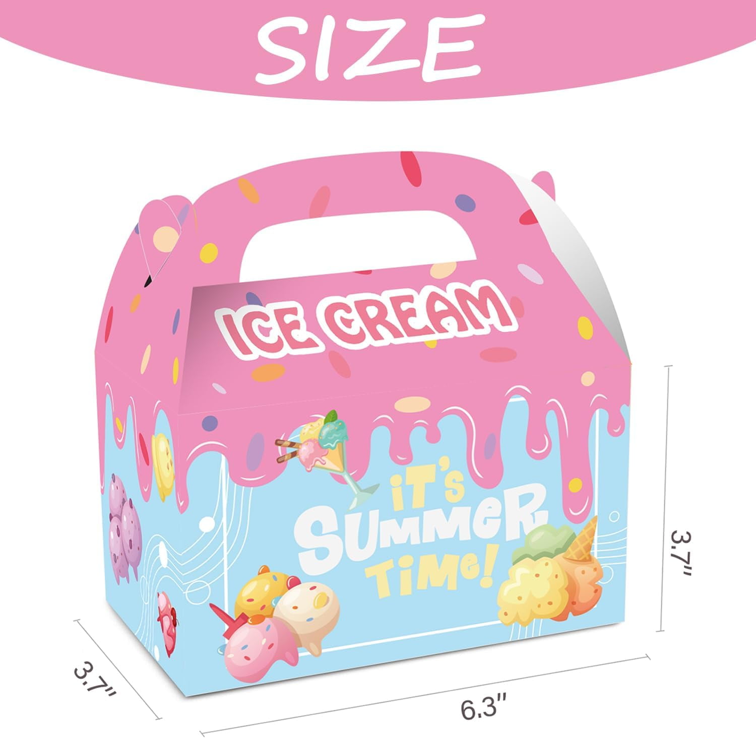 24 Pack Ice Cream Favor Gift Boxes - Rainbow Colors Sweet Candy Ice ...