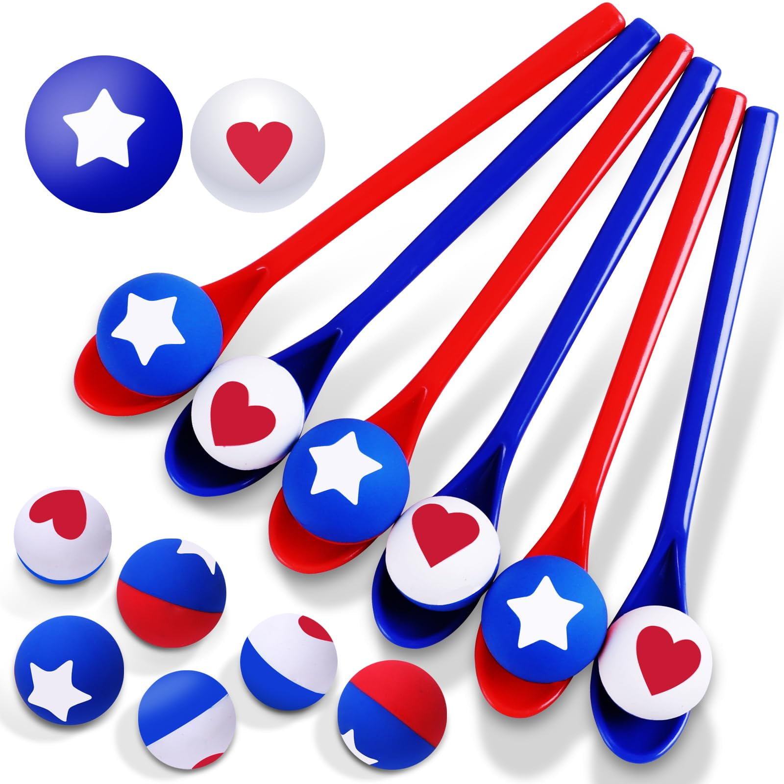 24 Pack Independence Day OIF8 Spoon Relay Race Toy for Adults, 4th of ...