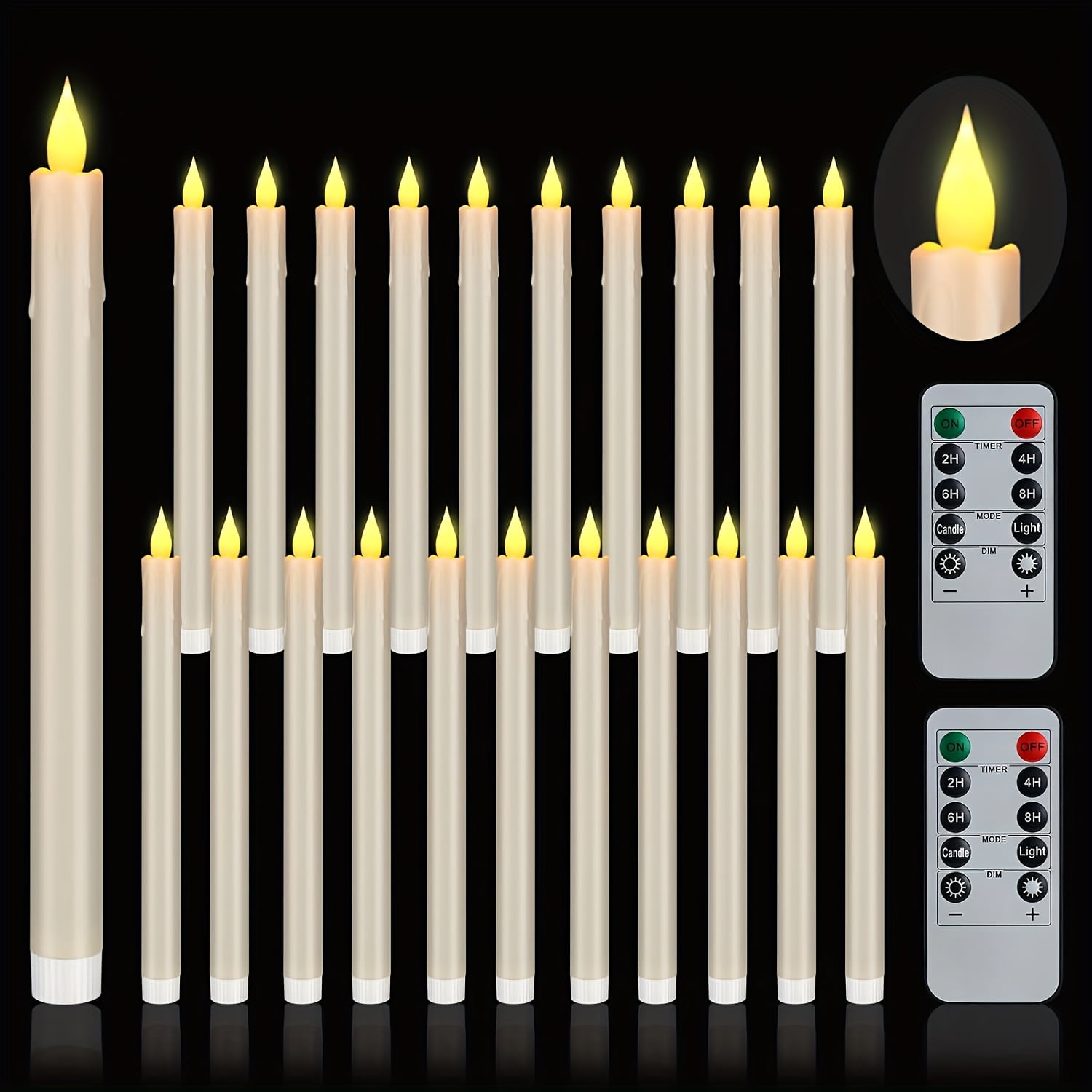 24-Pack Ivory Flameless LED Taper Candles with Remote & Timer, 10.6 ...