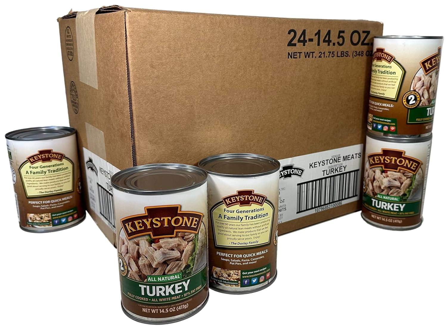 (24 Pack) Keystone Meats All Natural Canned Turkey 14.5 Ounce Long Term ...