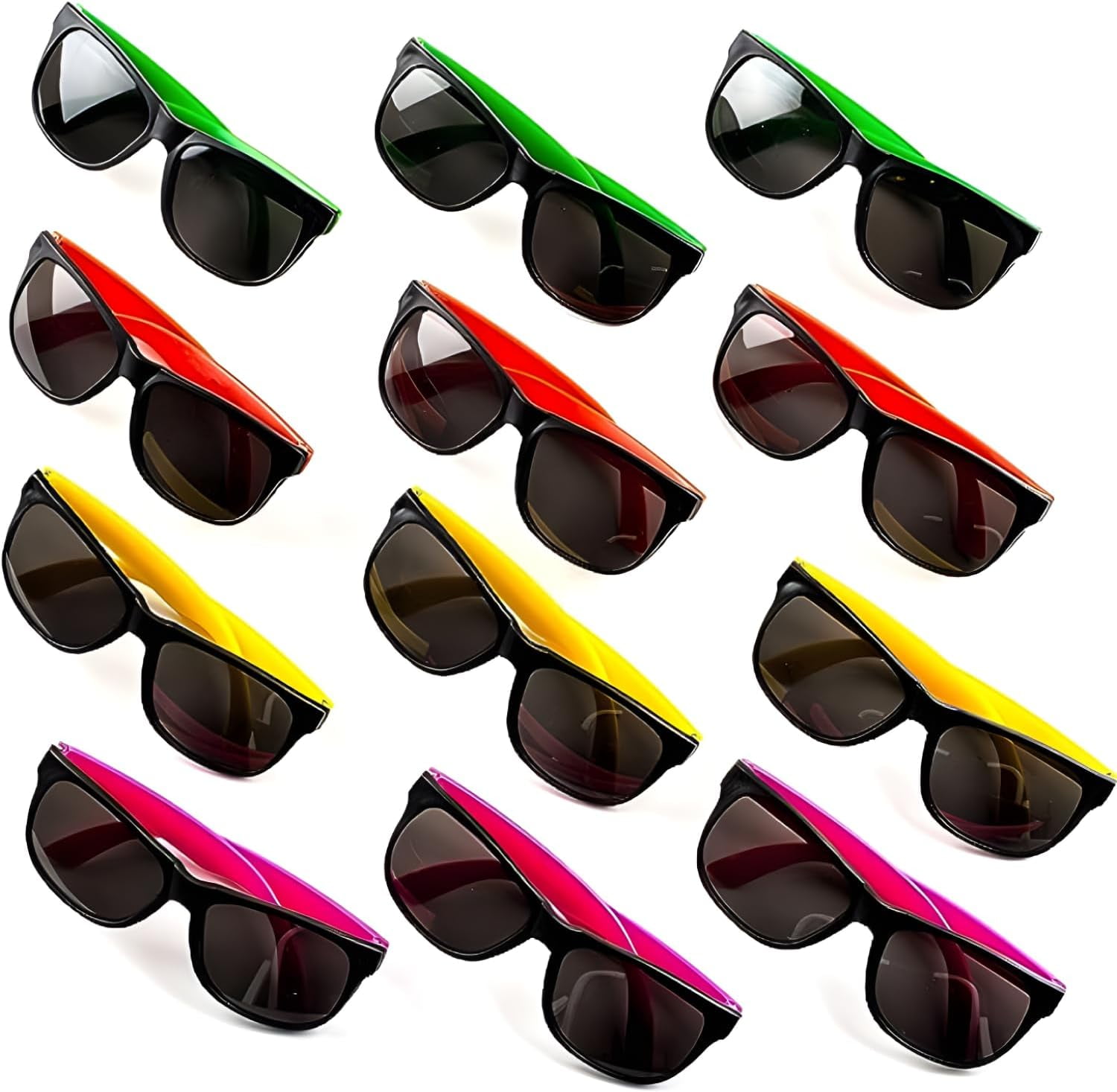 24 Pack Kids’ Neon Party Sunglasses Bulk With UV Protection – 80’s ...