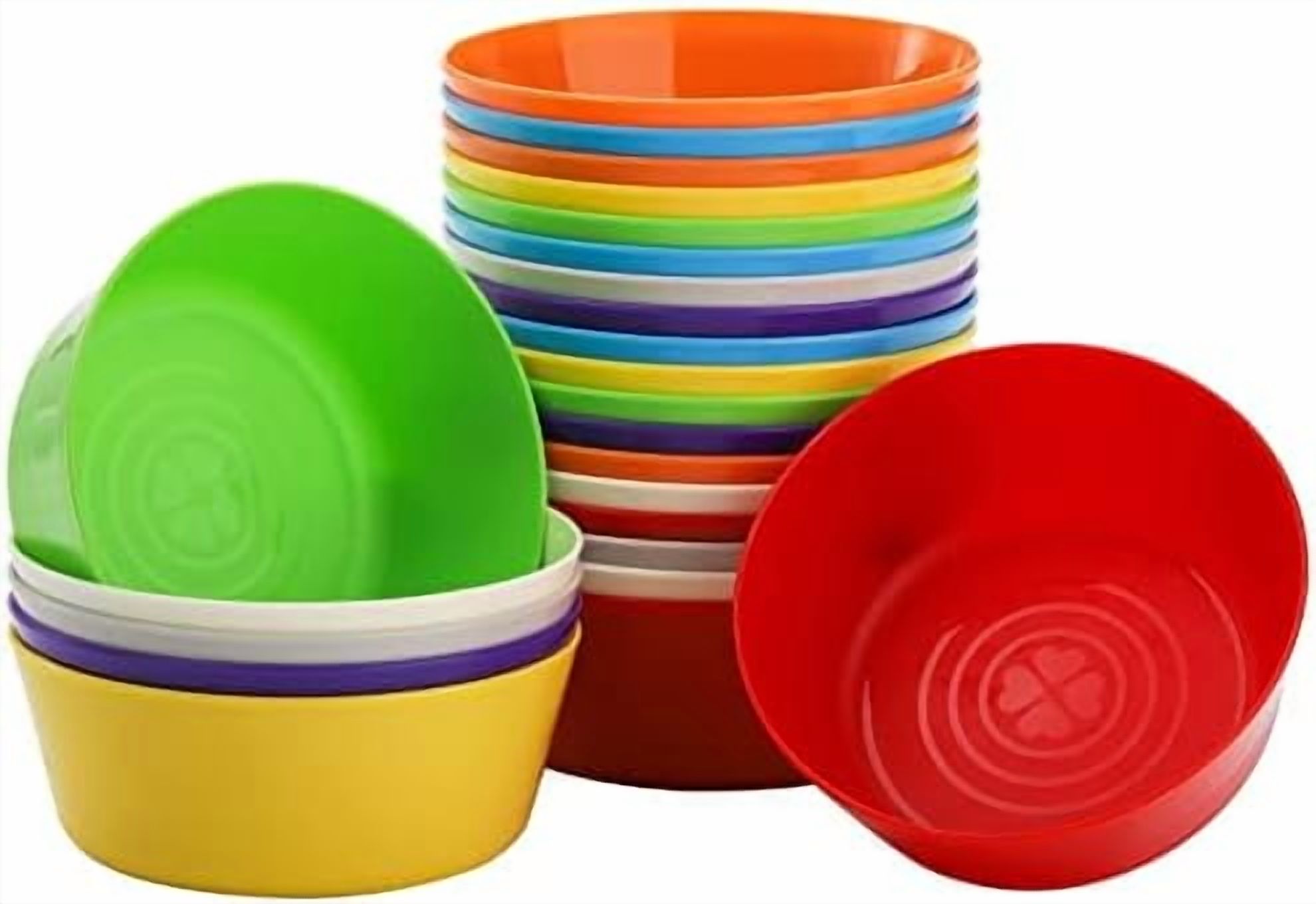 24 Pack Kids Plastic Bowls, 11 Oz Colorful Toddler Bowl Set, BPA Free ...