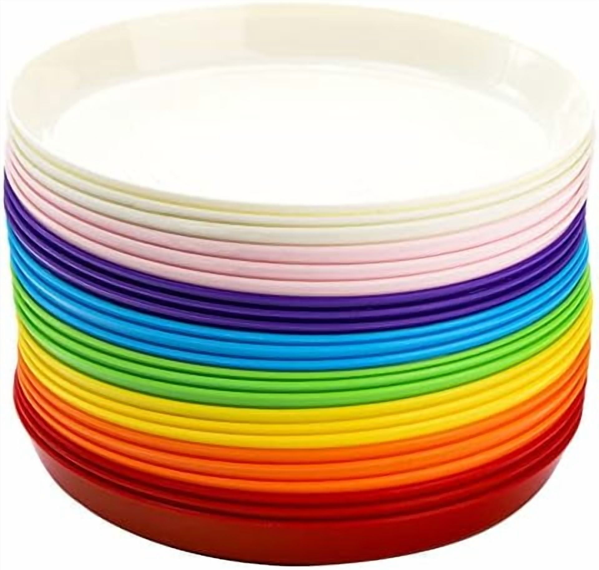 24 Pack Kids Plastic Plates, 7 Inch Unbreakable Toddler and Children ...