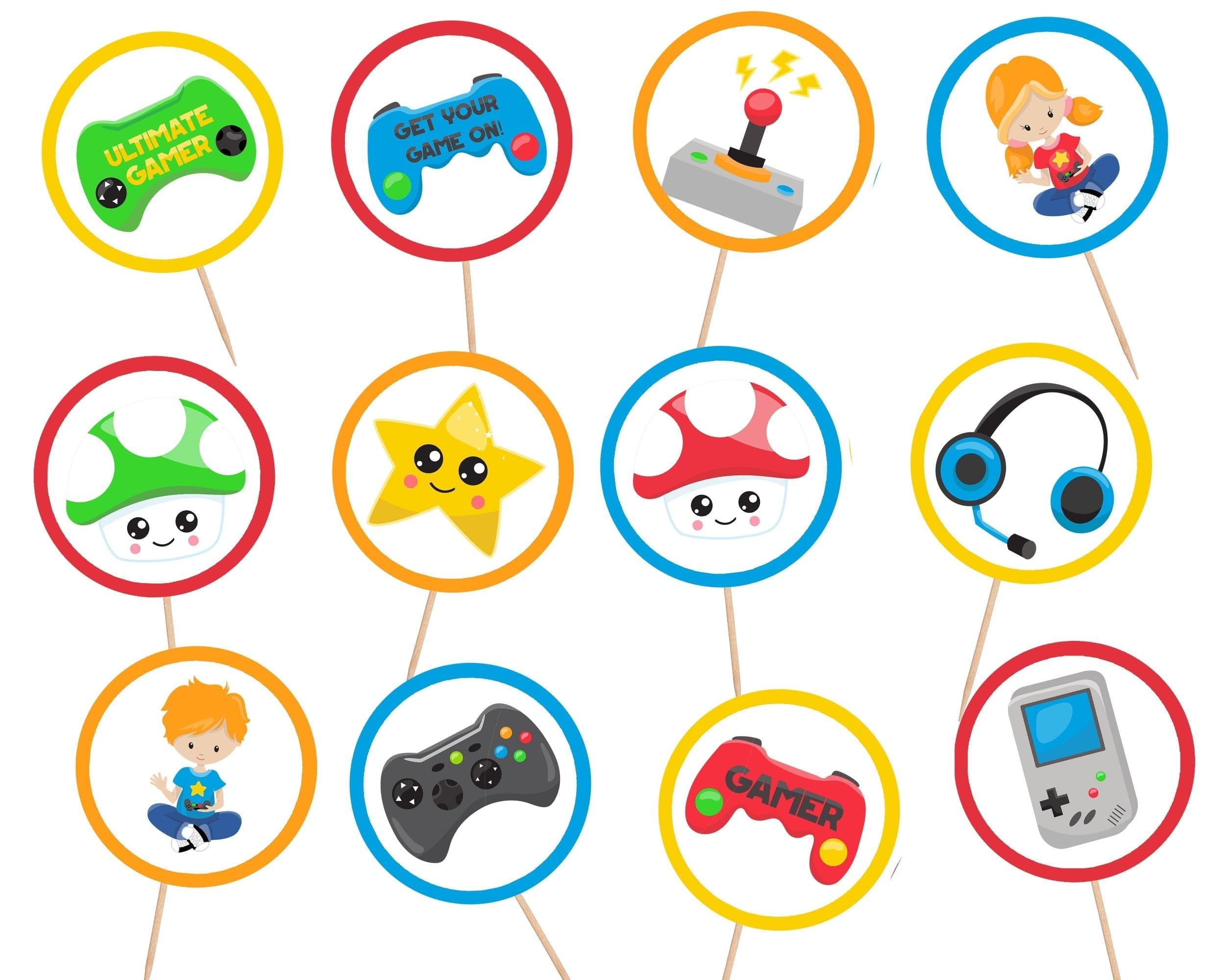 24-Pack Kids Video Game Themed Cupcake Toppers, Cake Topper ...