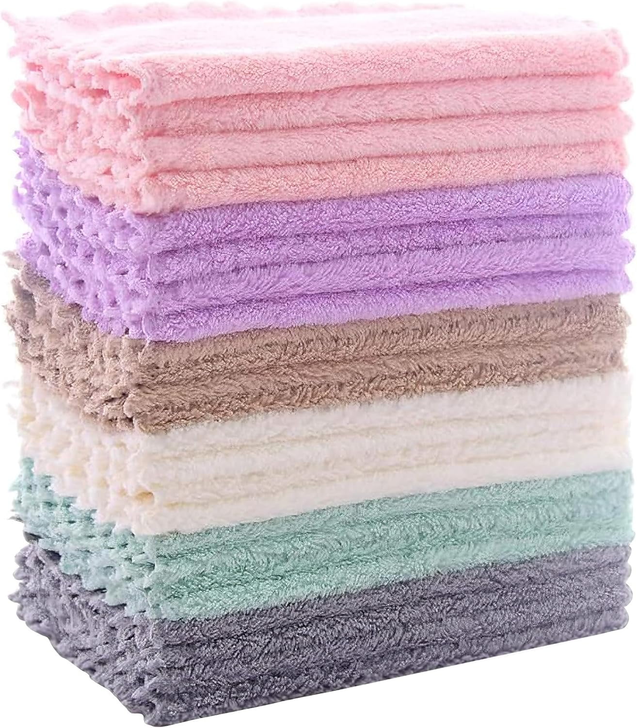 24 Pack Kitchen Dishcloths - Does Not Shed Fluff Reusable Dish Towels ...