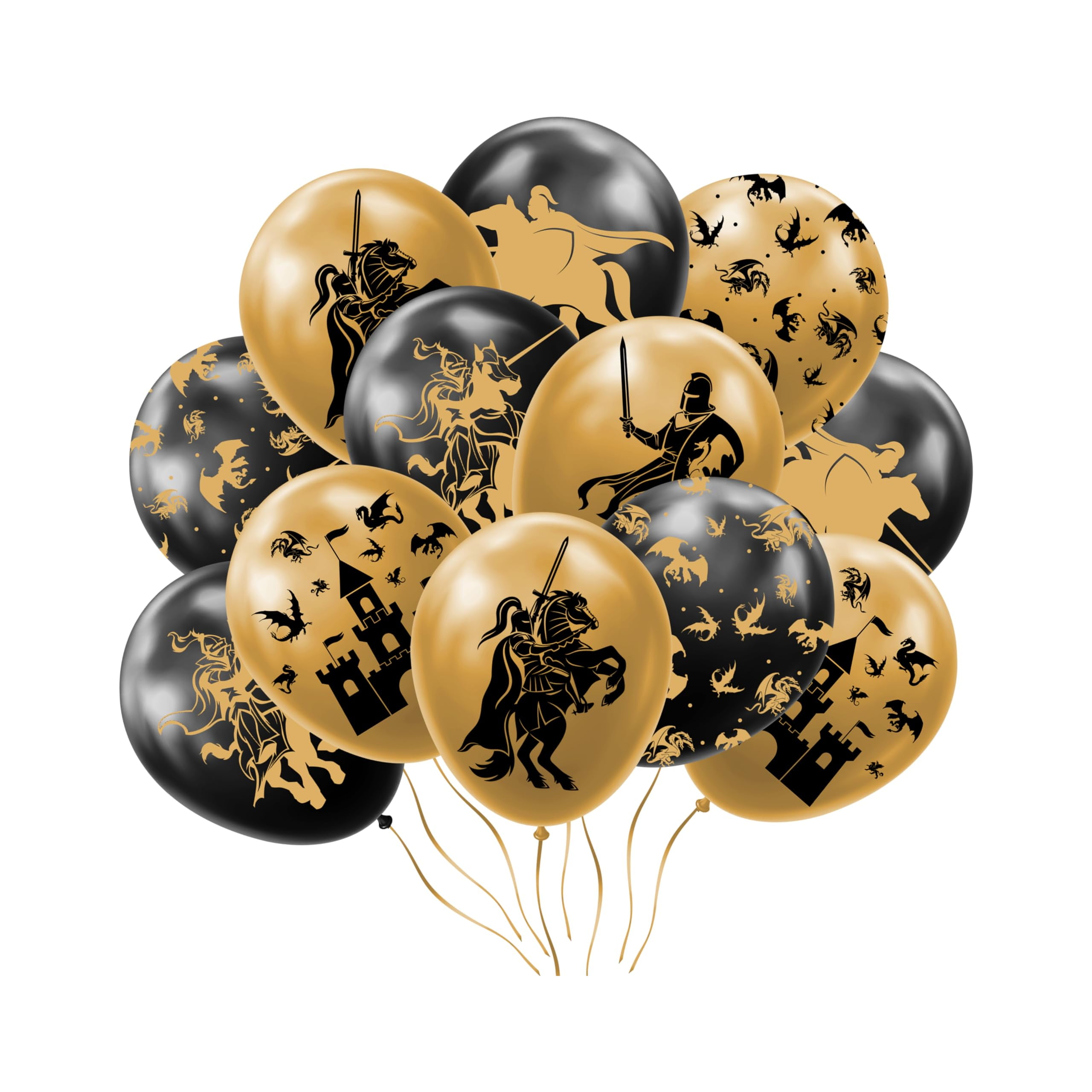 24 Pack Knight Themed DHF10 Birthday Party Latex Balloons Flying Dragon ...