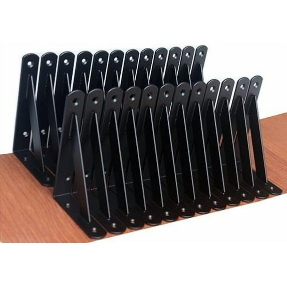 24 Pack L6 x H 4" Black Heavy Duty Shelf Brackets with Screws Metal ...