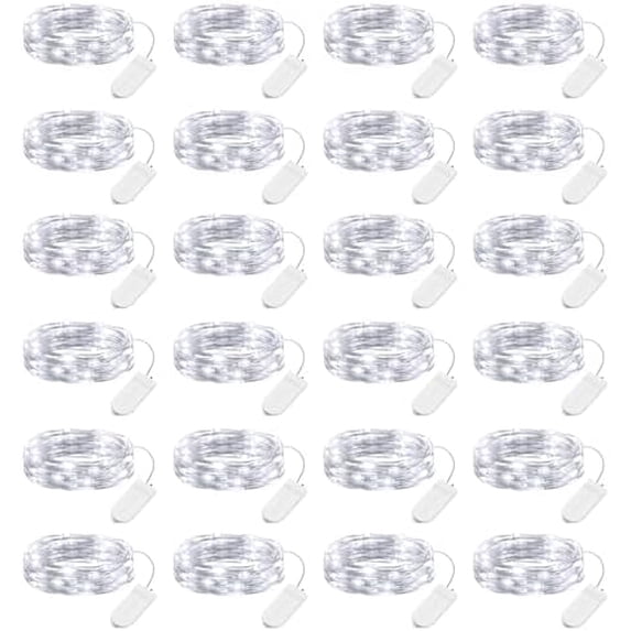 24 Pack LED Fairy Lights Battery Operated 7 ft 20 LED String Light ...