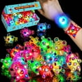 24 Pack LED Light Up Fidget Spinner Bracelets Party Favors for Kids 4-8 ...