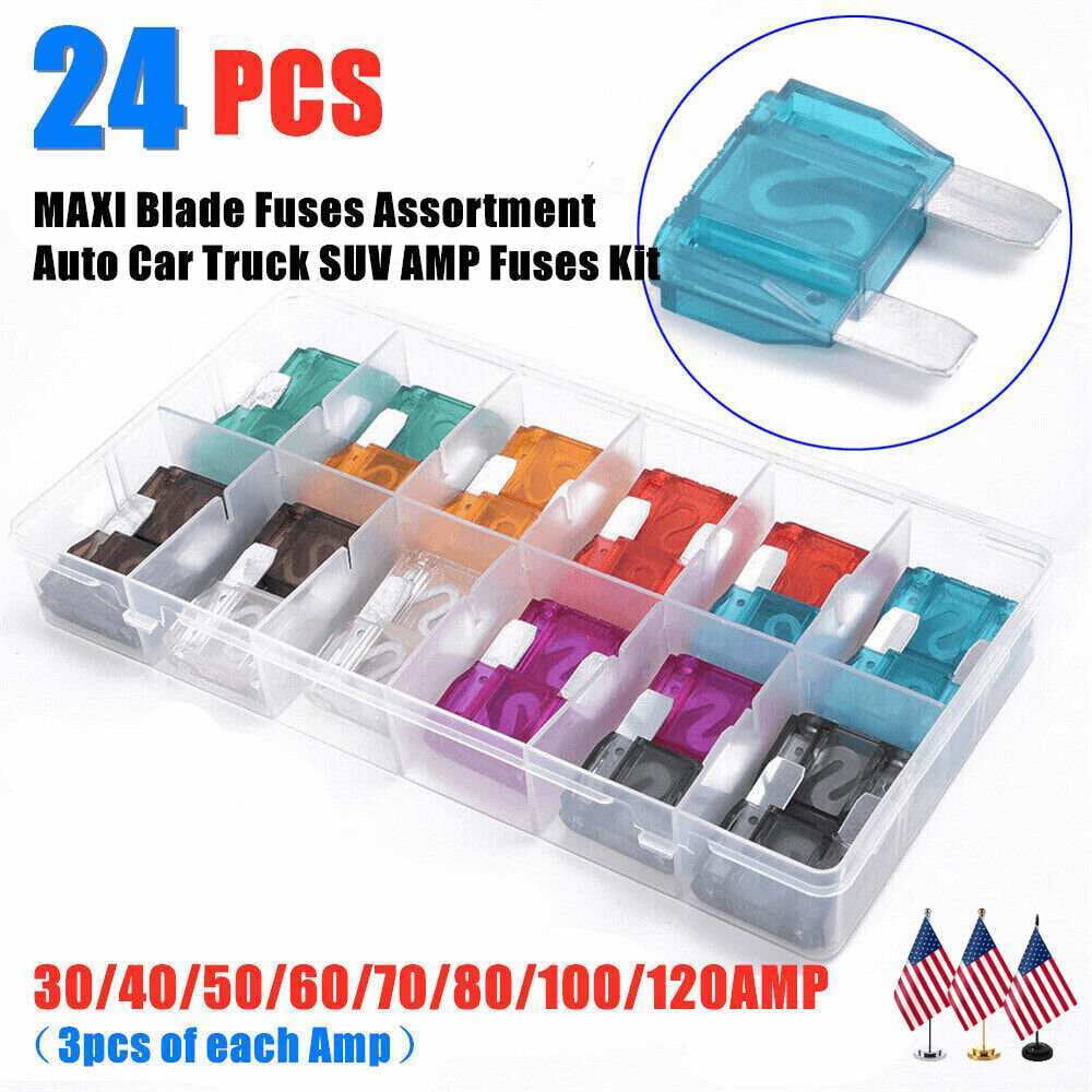24 Pack Large MAXI / APX Blade Fuse Assortment Auto Car Truck SUV AMP ...